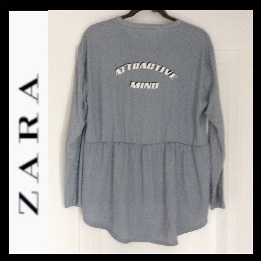 Zara “Attractive Mind” Graphic Peplum Top - Gem